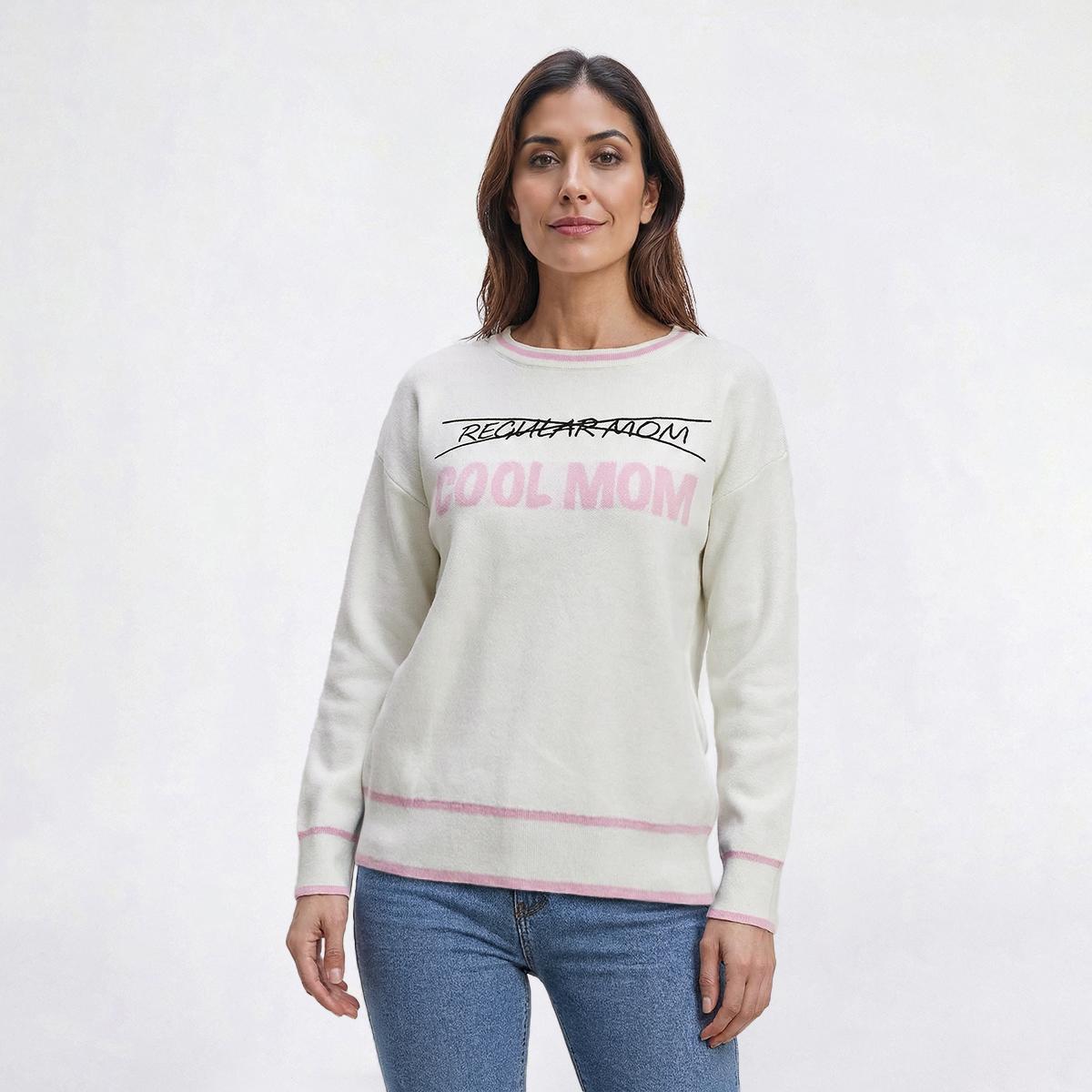 Click here for Womens Rio & Rian Long Sleeve Cool Mom Sweater prices